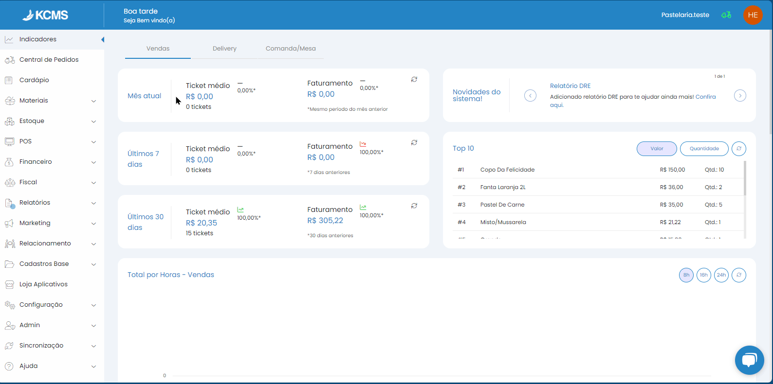 Cadastro de Comanda e Mesa.