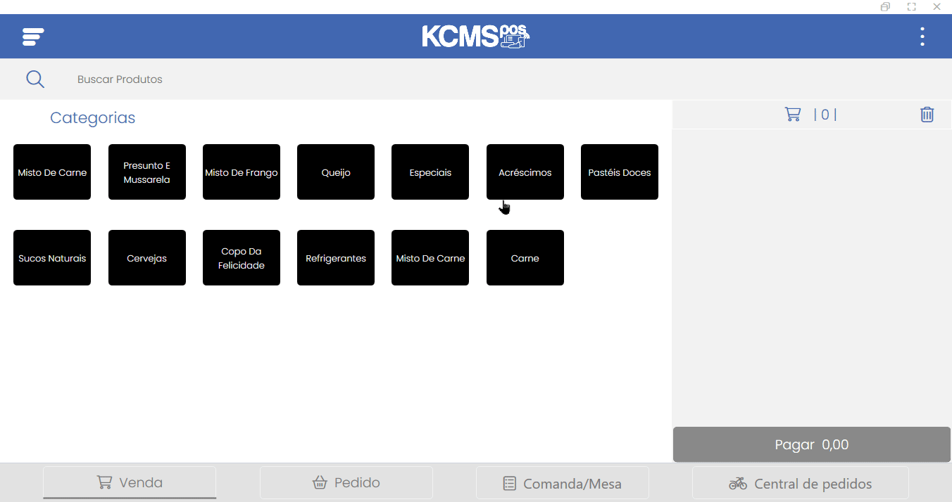 Cadastro de Comanda e Mesa.